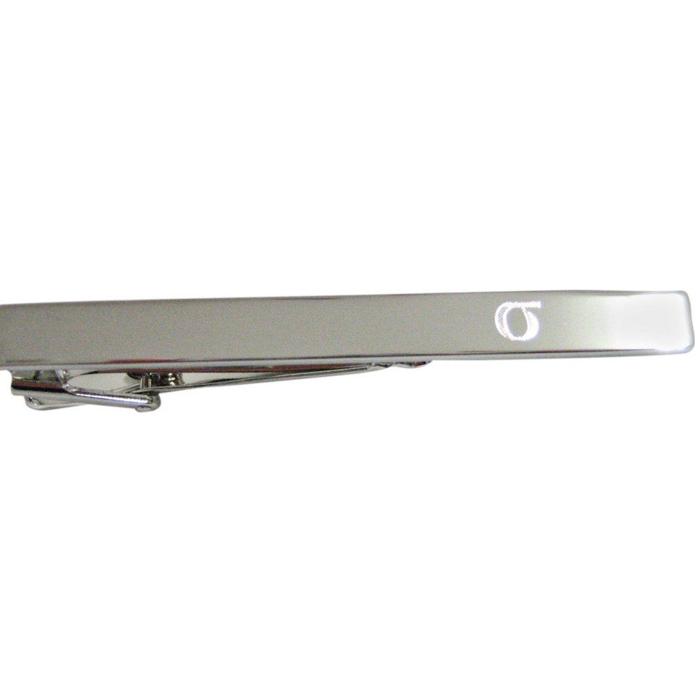 Silver Toned Greek Lowercase Letter Sigma Tie Clip - Gem